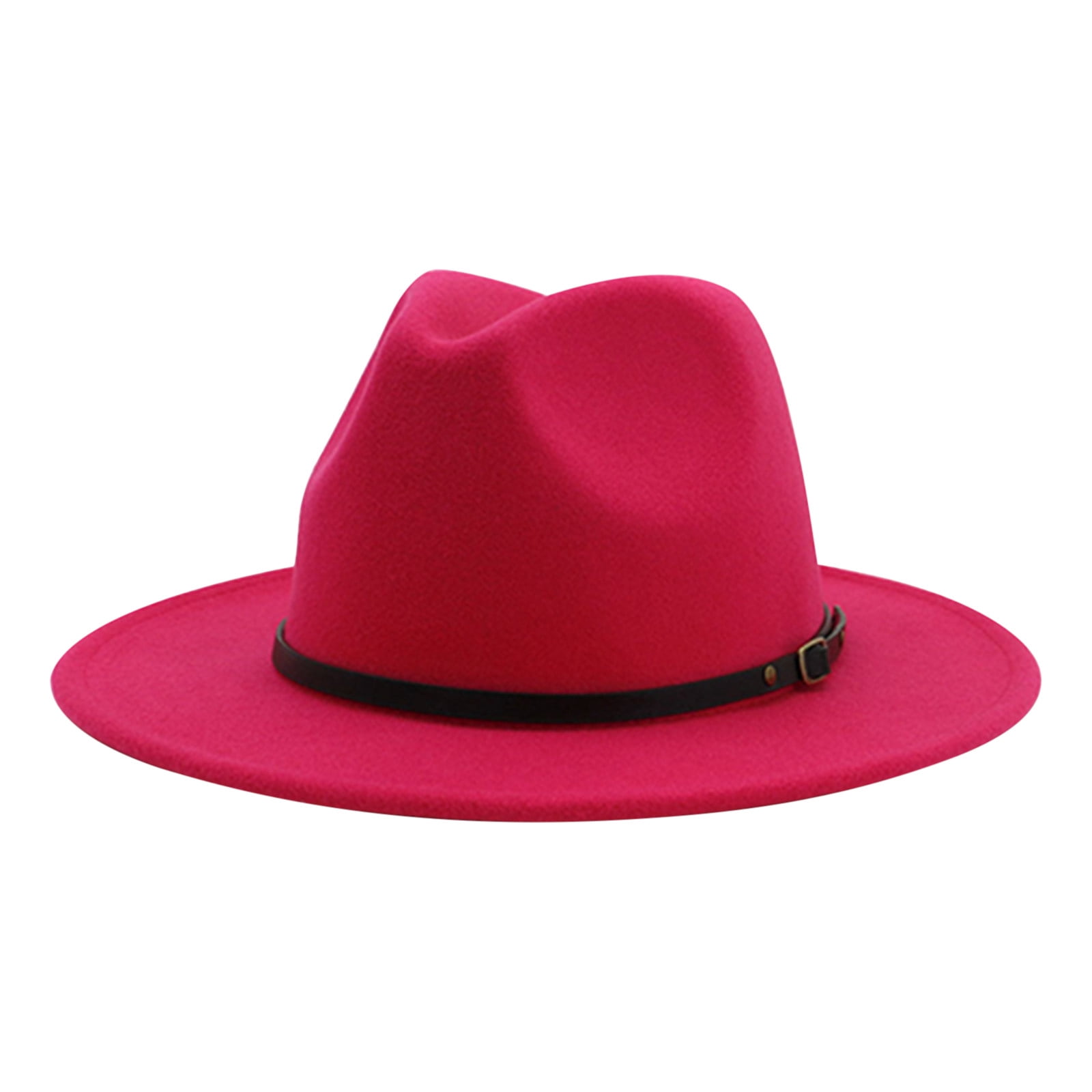 CIENVNSTG Unisex Daily Fedora Cap Wide Flat Top Belt Buckle Vintage ...