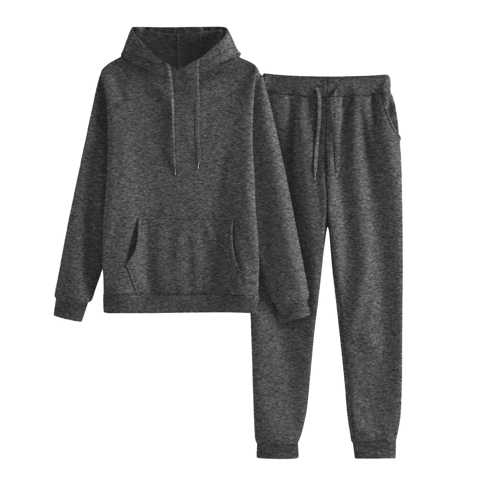 CIENVNSTG Unisex Hoodies Tracksuit Solid Color Drawstring Sweatsuit ...