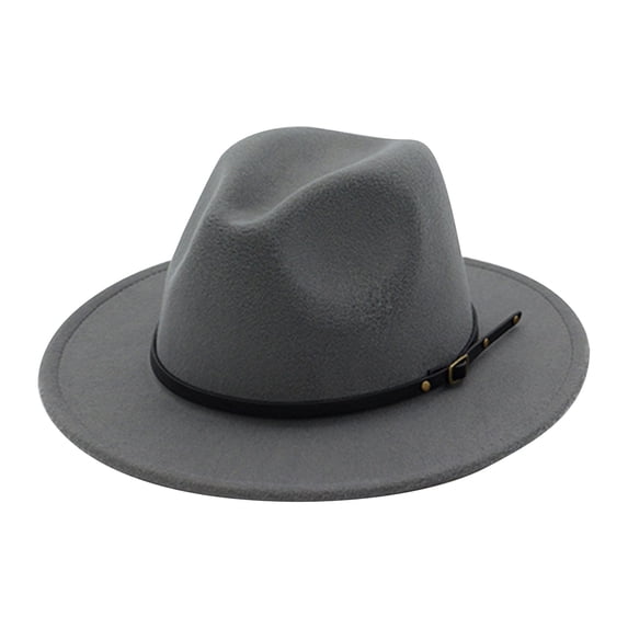 CIENVNSTG Vintage Wide Flat Top Unisex Fedora Hat Belt Buckle Decor ...