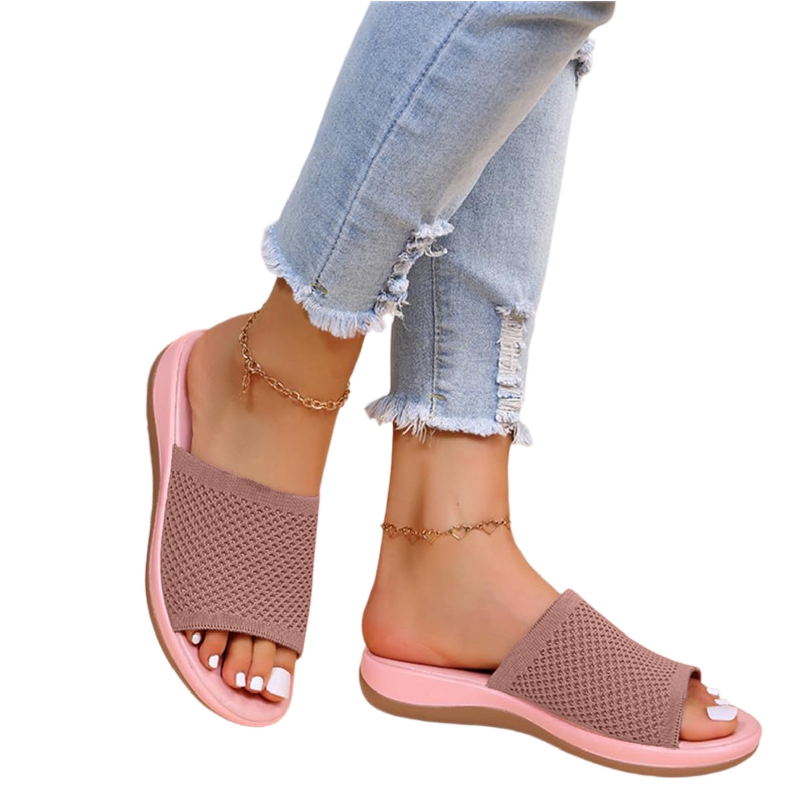 CIENVNSTG Wide Width Elastic Band Wedge Sandals for Women Color ...