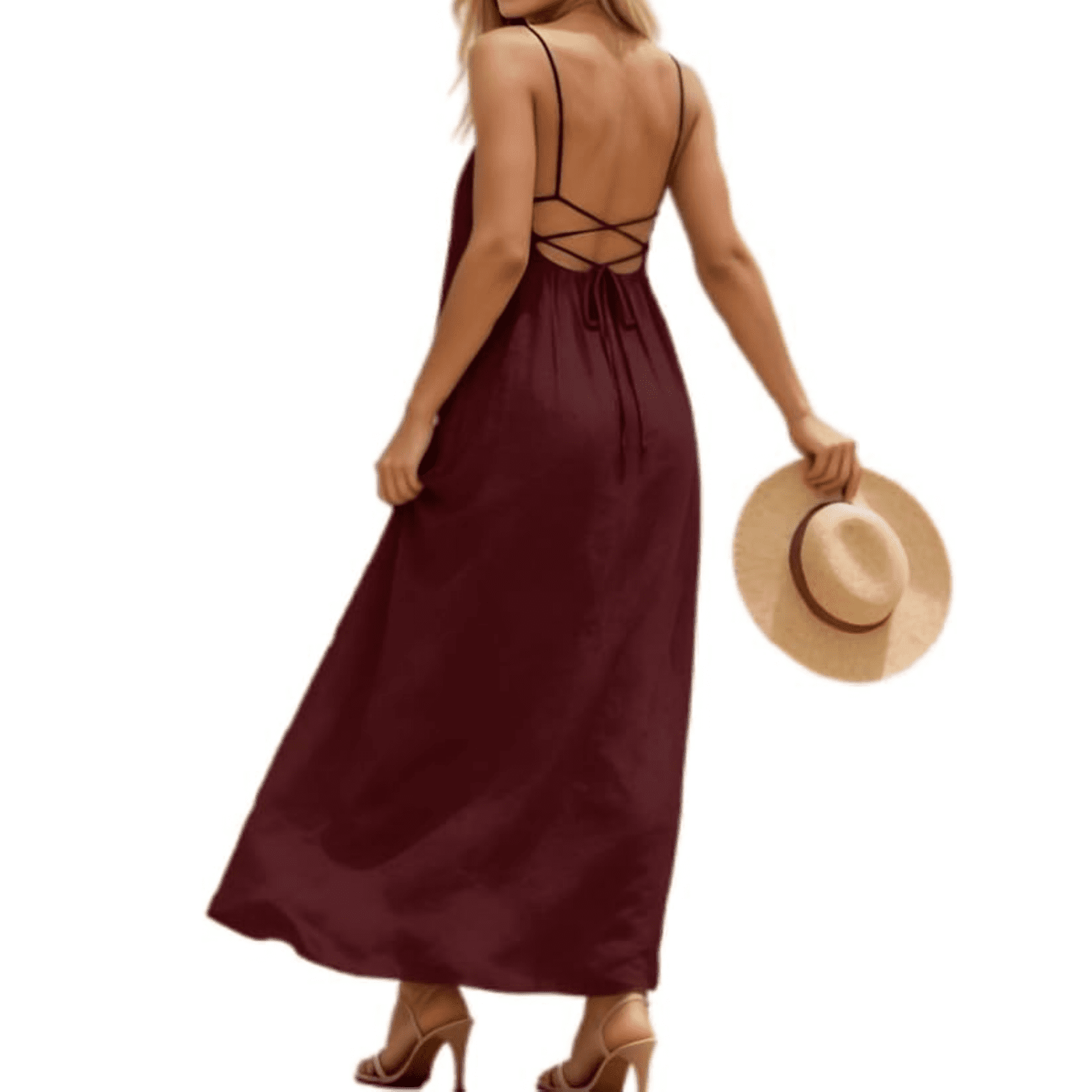 CIENVNSTG Women Backless Cami Dress Backless Dress House Dress ...