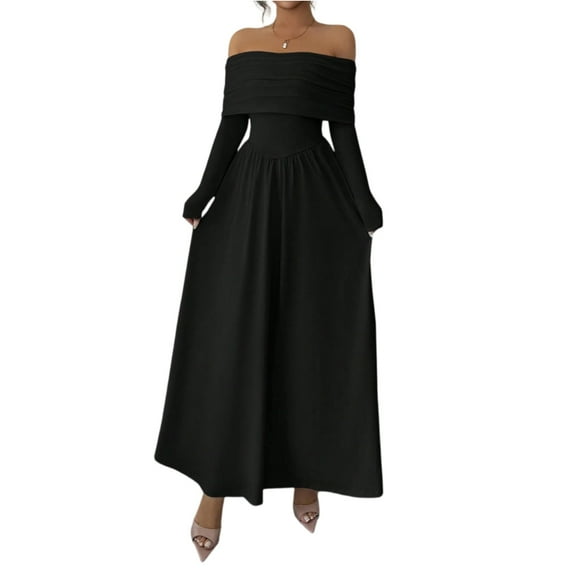 CIENVNSTG Women Clothing Slim Waist Long Sleeve Robe Femme Off Shoulder ...