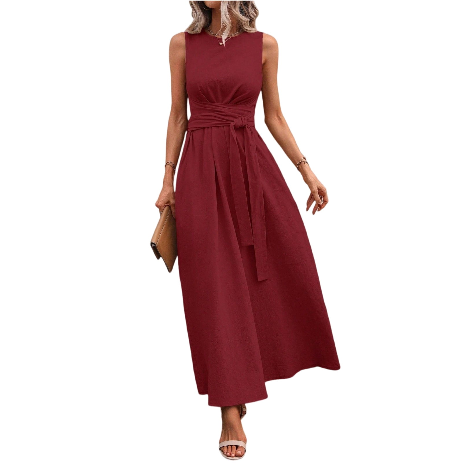 CIENVNSTG Women Dresses Elegant Office Dress Fashion Female Sleeveless ...