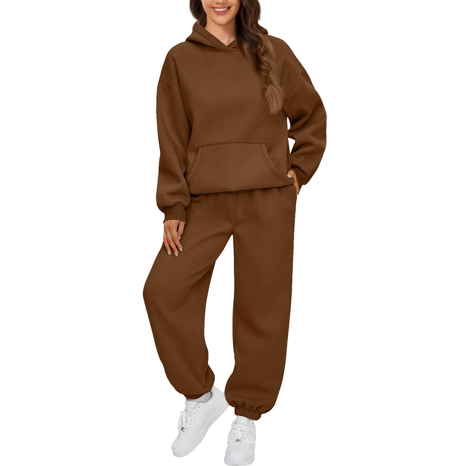 CIENVNSTG Women's 2 Piece Matching Lounge Set Hoodie Sweatsuit Sets ...