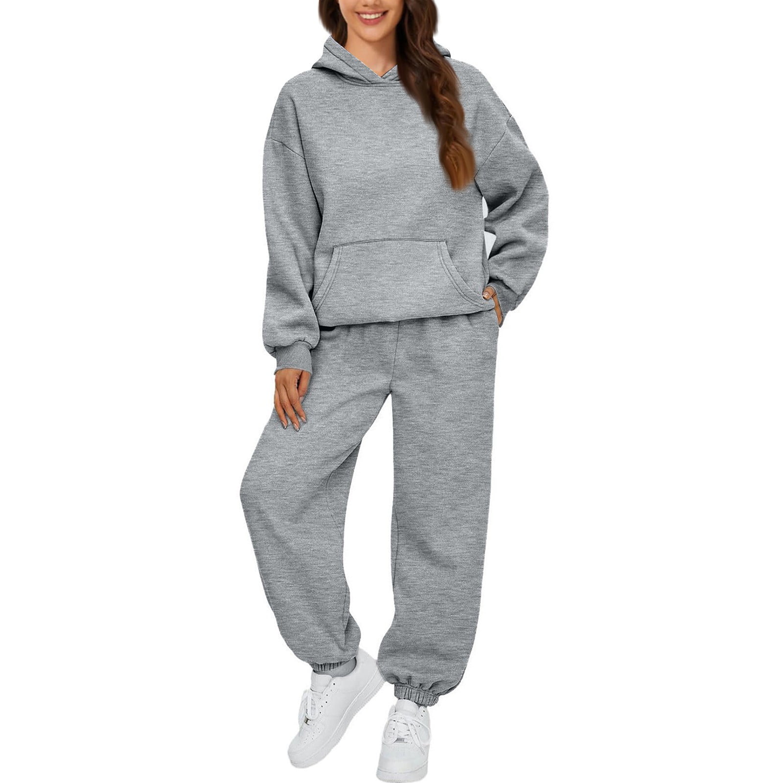 CIENVNSTG Women's 2 Piece Matching Lounge Set Hoodie Sweatsuit Sets ...