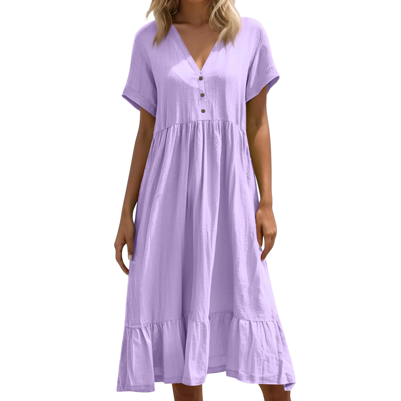 CIENVNSTG Women's Casual Dresses Solided Color Classic Breathable Beach ...