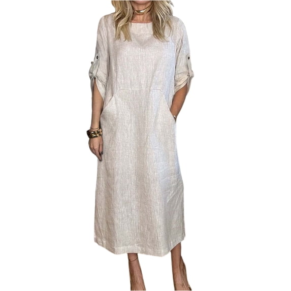 CIENVNSTG Women's Casual Dresses Solided Color Classic Comfortable ...