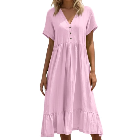 CIENVNSTG Women's Casual Dresses Solided Color Long Breathable Party ...