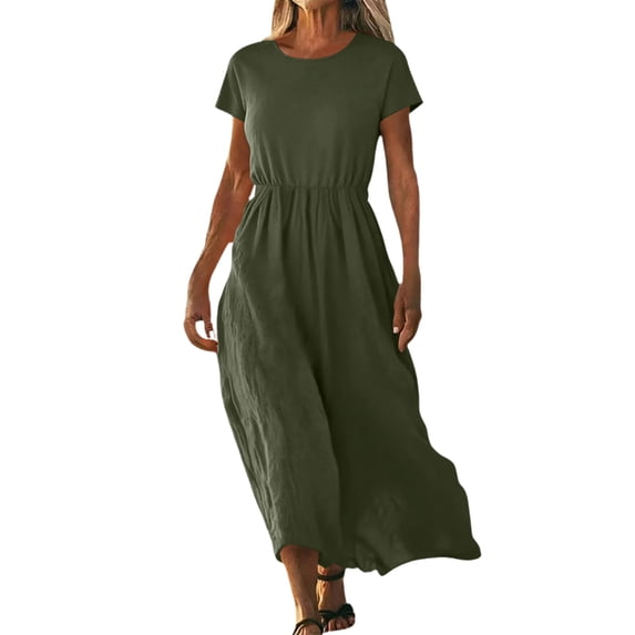 CIENVNSTG Women's Casual Dresses Solided Color Spring Comfortable Beach ...