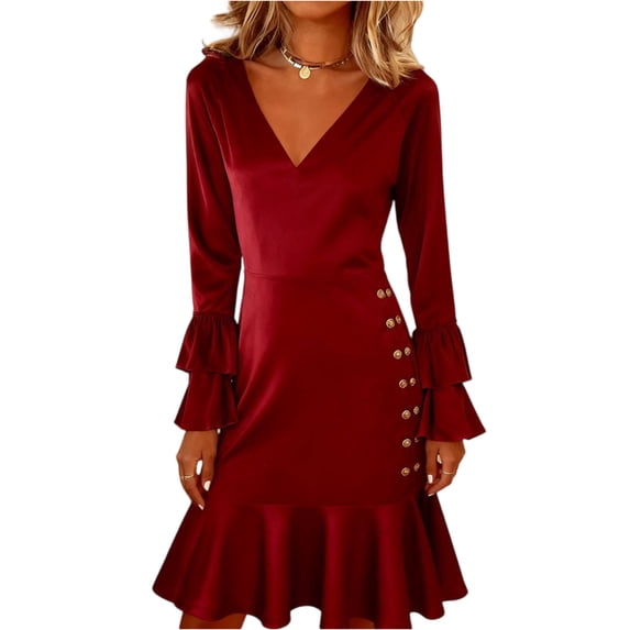 CIENVNSTG Women's Casual Dresses Solided Color Spring Vogue New Dress ...