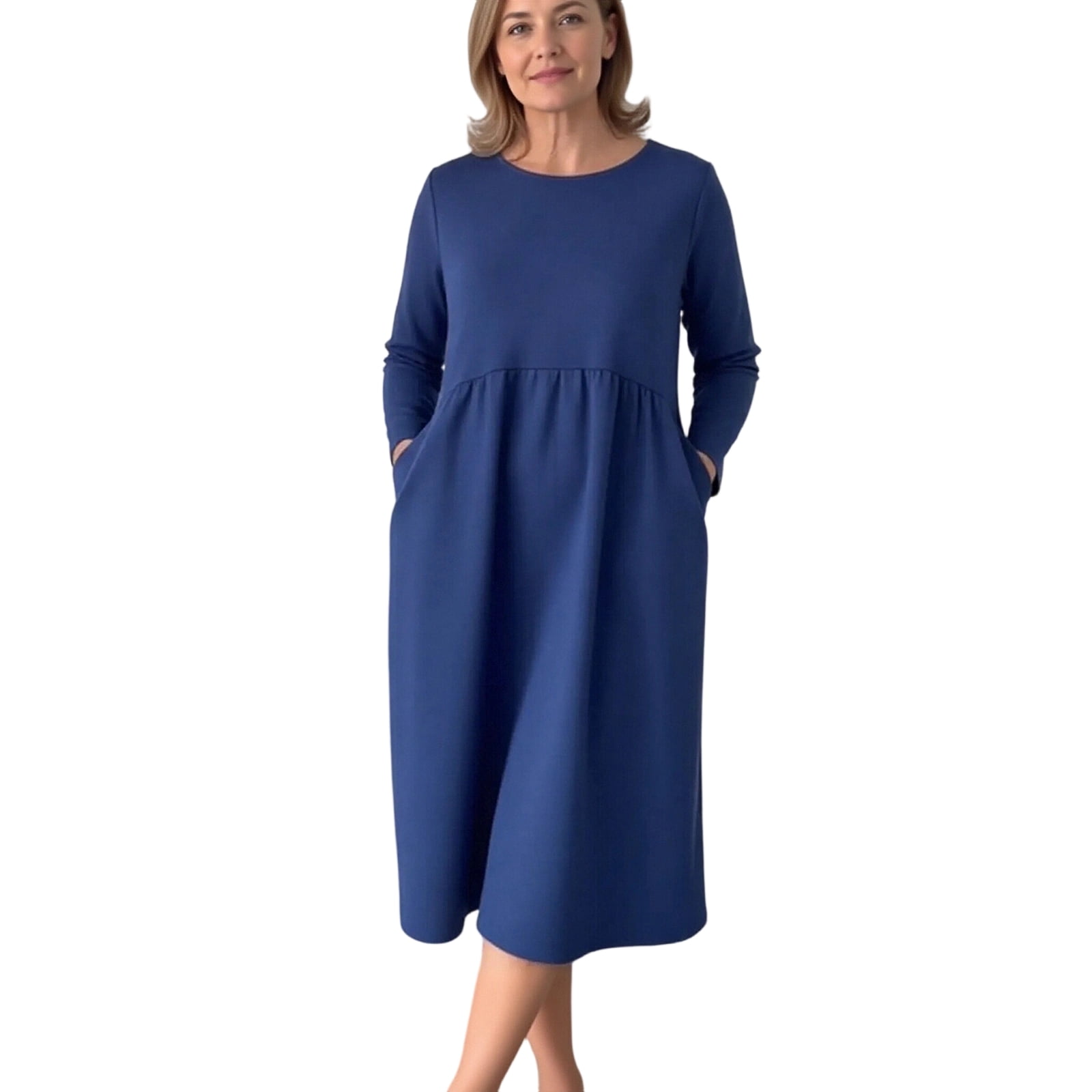 CIENVNSTG Women's Dresses Loose Large Size Cotton Linen Round Neck ...