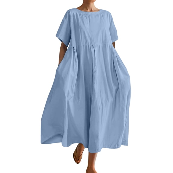 CIENVNSTG Women's Fashion Dress Solided Color Spring Breathable Holiday ...