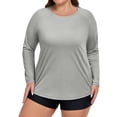 CIENVNSTG Women's Plus Size Sun Shirts UV Protection Long Sleeve Crew ...
