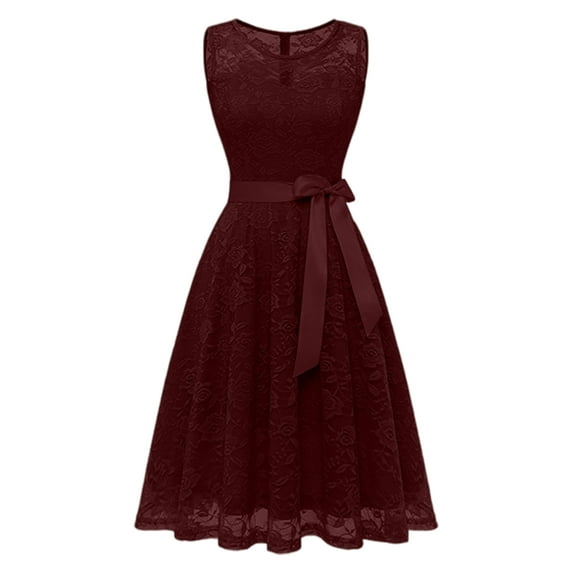 CIENVNSTG Women's Sexy Dresses O-neck Sleeveless Lace Dress Tight ...