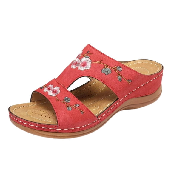 CIENVNSTG Women's Slip-on Round Open Toe Platform Wedge Sandals Faux ...