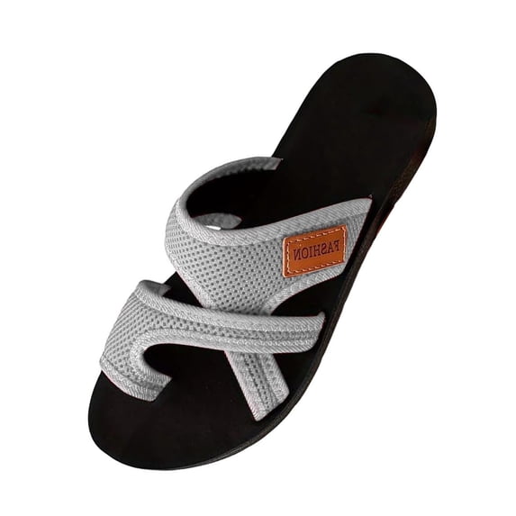 CIENVNSTG Women's Toe Loop Open Toe Flat Slide Sandals Breathable Mesh ...