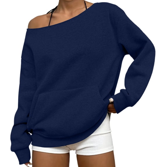 CIENVNSTG Womens Off Shoulder Sweatshirt Oversized Trendy Off the ...