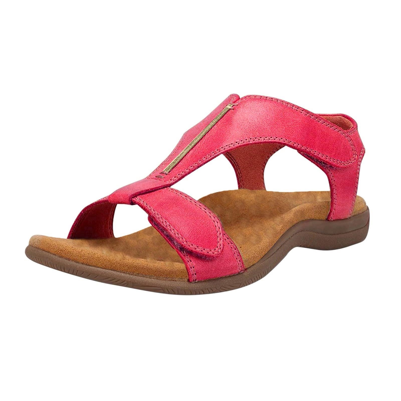 CIENVNSTG Womens Open Toe Faux Leather Beach Sandals Adjustable Buckle ...