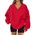 CIENVNSTG Womens Oversized Sweatshirts V Neck Long Sleeve Casual ...