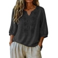 CIENVNSTG Womens Retro Boho Tops Cotton Linen Embroidered Design V Neck ...