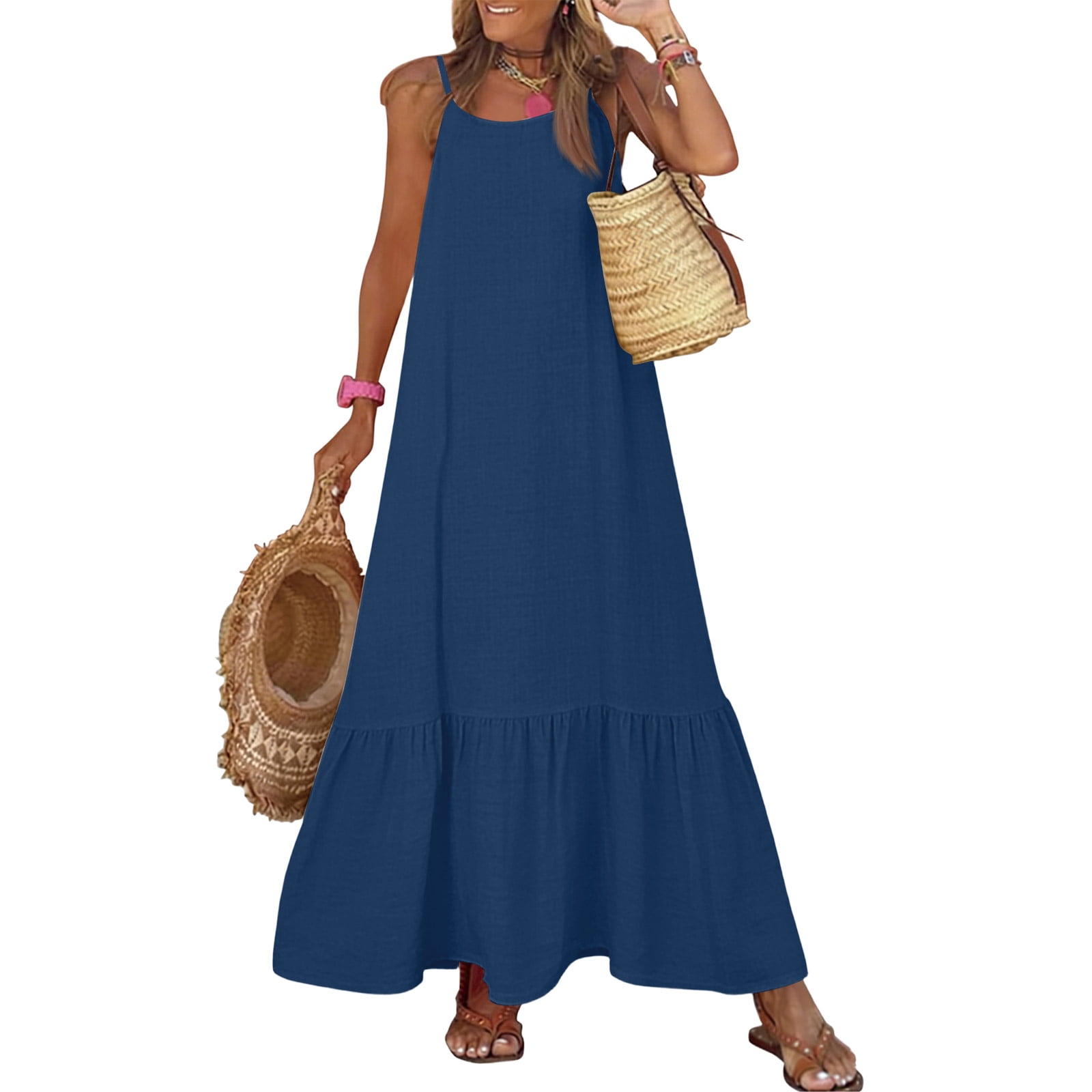 CIENVNSTG Womens Summer Dresses 2026 Short Sleeve Tiered Flowy Dress ...