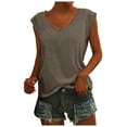 CIENVNSTG Womens Tank Tops Cap Sleeve V Neck Solid Shirts Loose Fit ...
