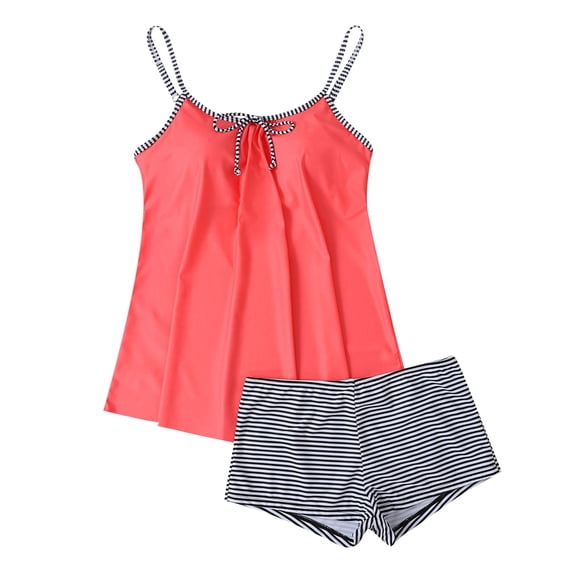 CIENVNSTG Womens Trendy Print Two Piece Bathing Suit Pleated Tankini ...