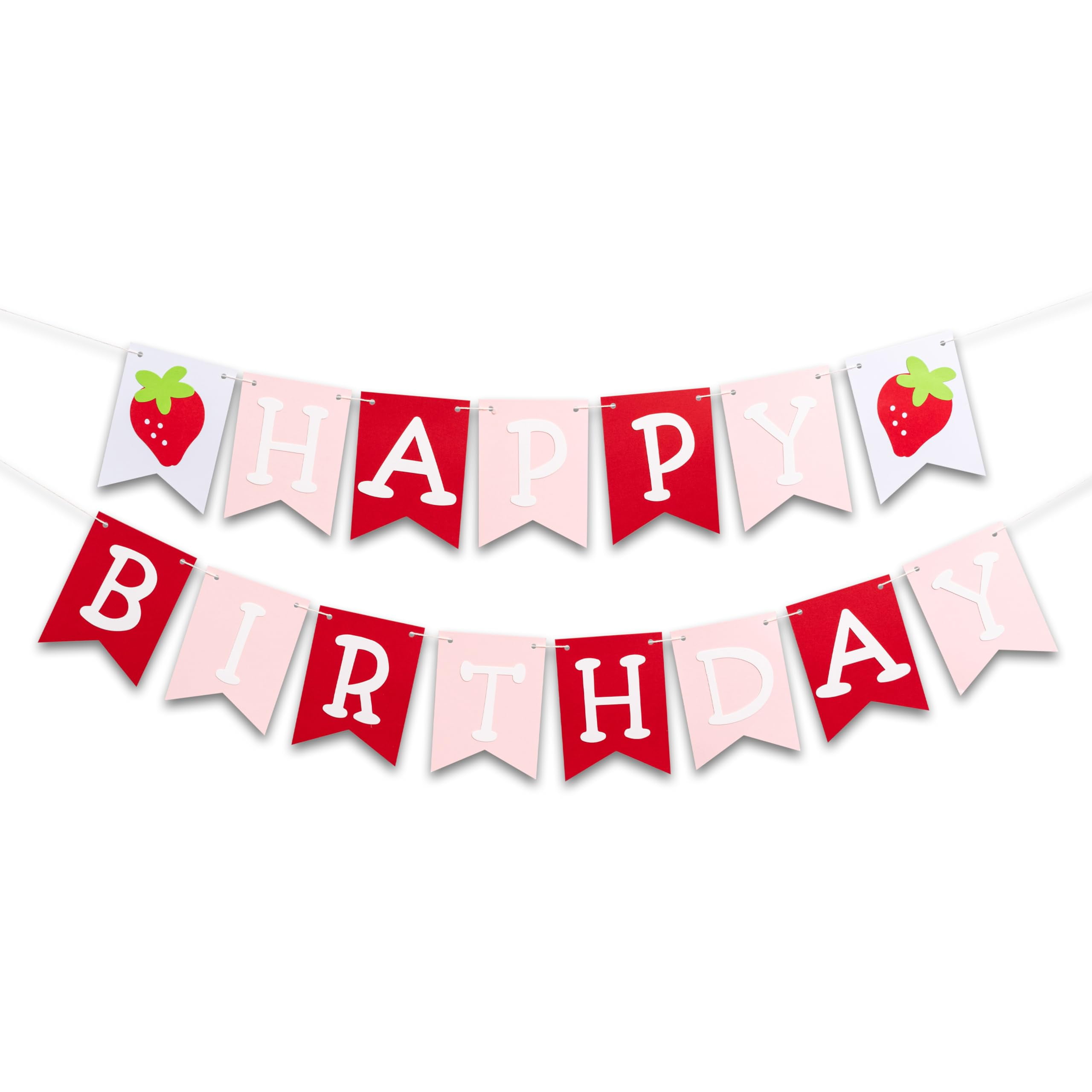 Cieqr Strawberry Theme Happy Birthday Banner Pink Birthday Decorations Colorful Birthday