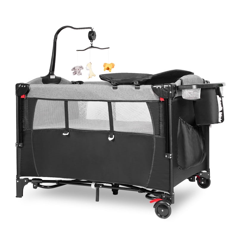 CIESMSI Baby Bedside Bassinet w/Changing Table,5-in-1 Portable Playard ...