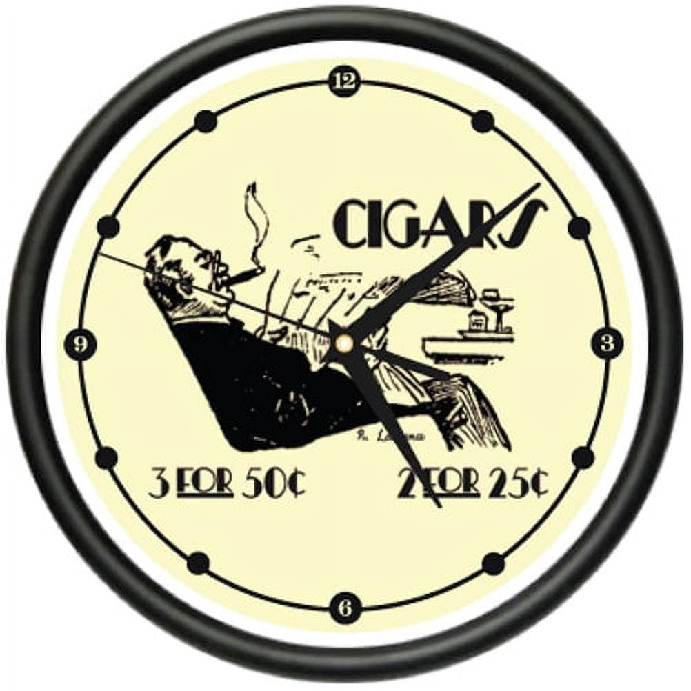 Decorative Large Indoor Timepiece - CIGAR 2 Wall Clock for Smoker Room ...