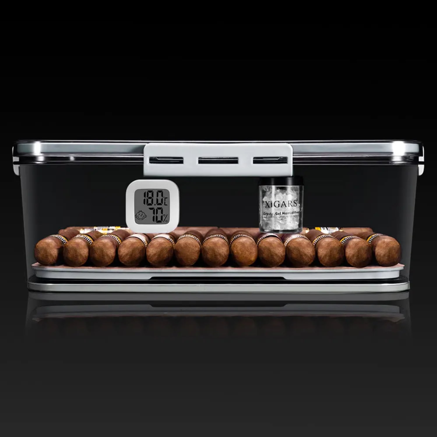 CIGARLOONG Cedar Wood Shelf Clear Cigar Humidor with Hygrometer 100PCS ...