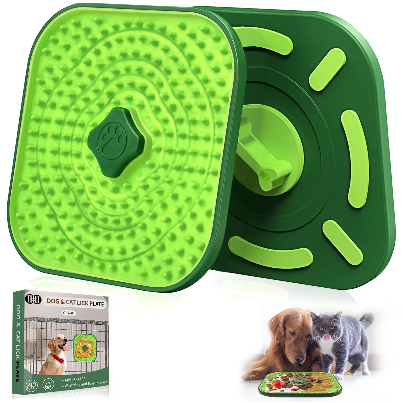 CIICII Dog Lick Mat TGF4 for Dogs Crate, 2 1 Slow Feeder Treat Mat ...