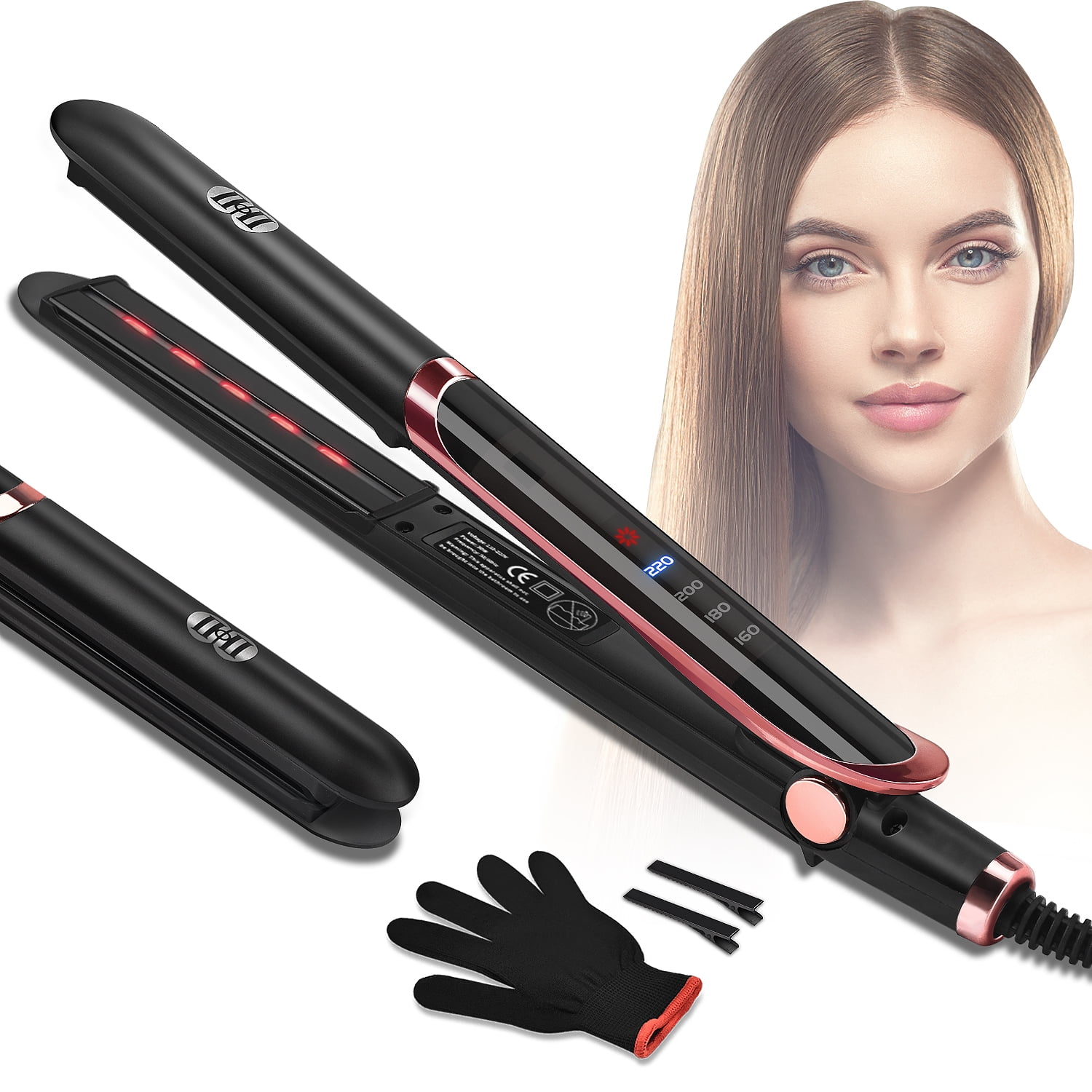 CIICII Hair Straightener,Flat Iron and Curler 2 in 1 Titanium Ceramic ...