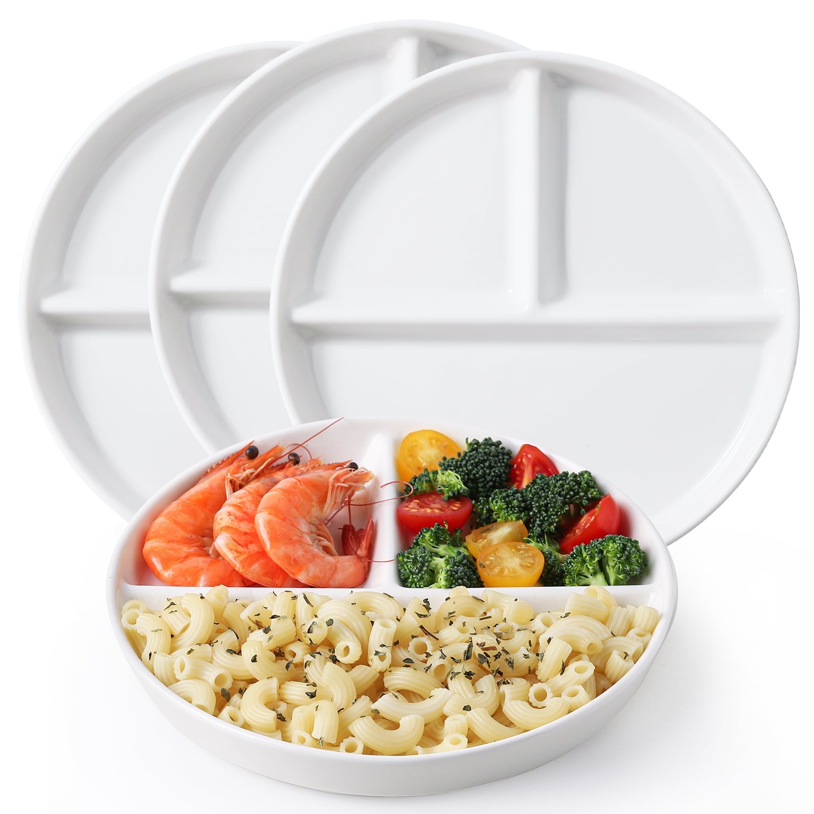 Cikicik 8" Ceramic Divided Plates, 3 Compartment, Portion Control ...
