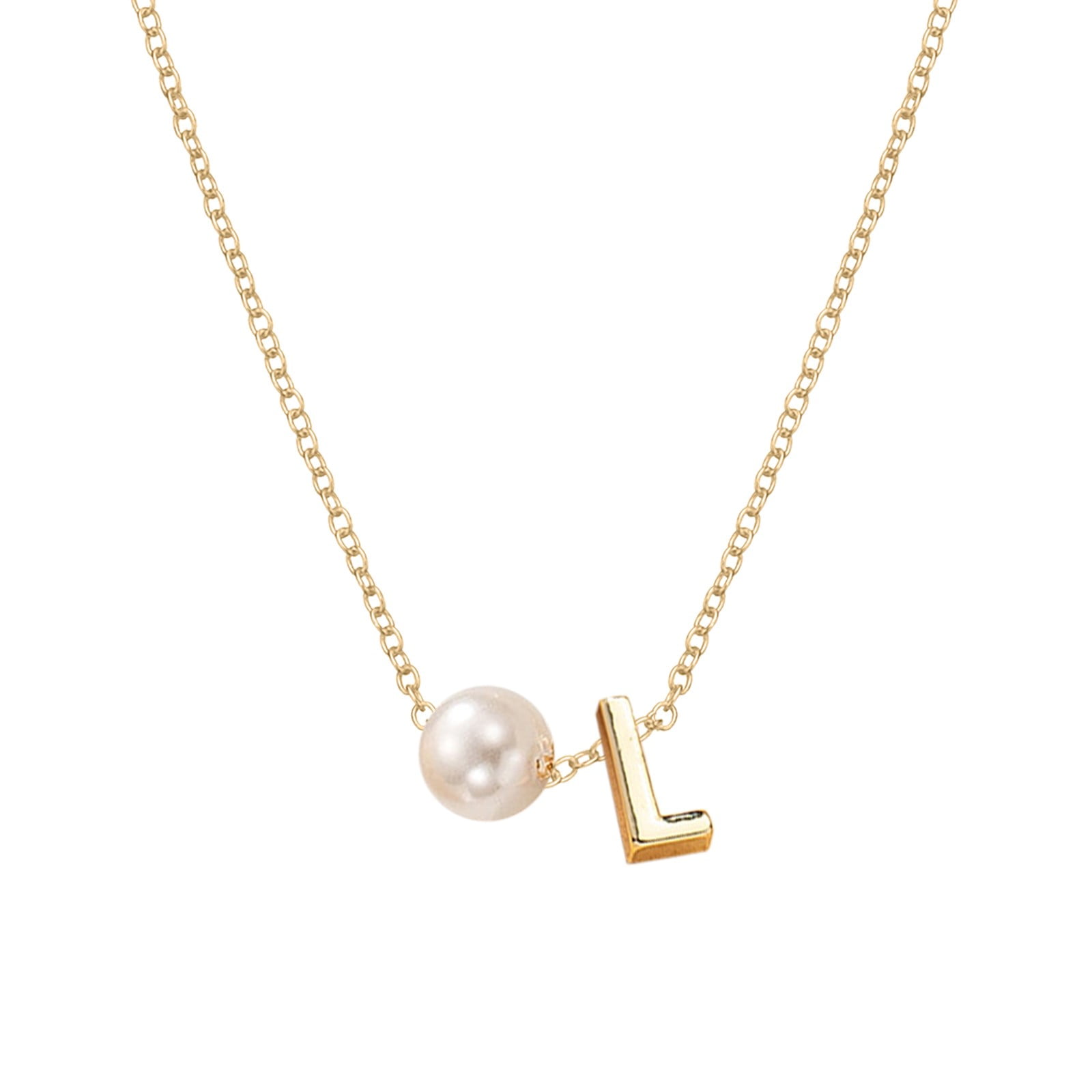 CILENON 26 Initial Pearl Necklace For Women Silver Necklaces For Women ...