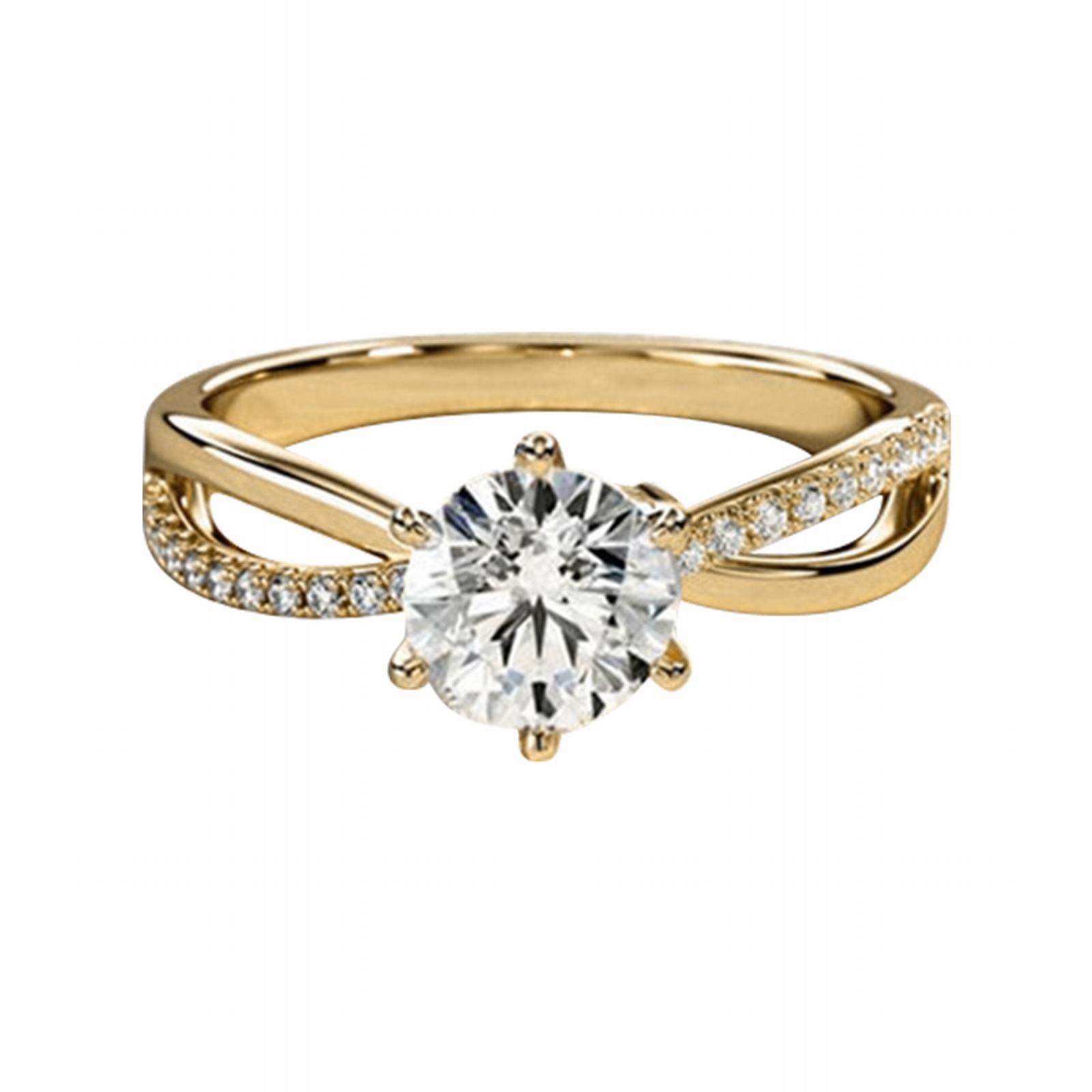 CILENON Chunky Rings Fine Jewelry Ring Round Hearts Arrows Cut Diamond ...