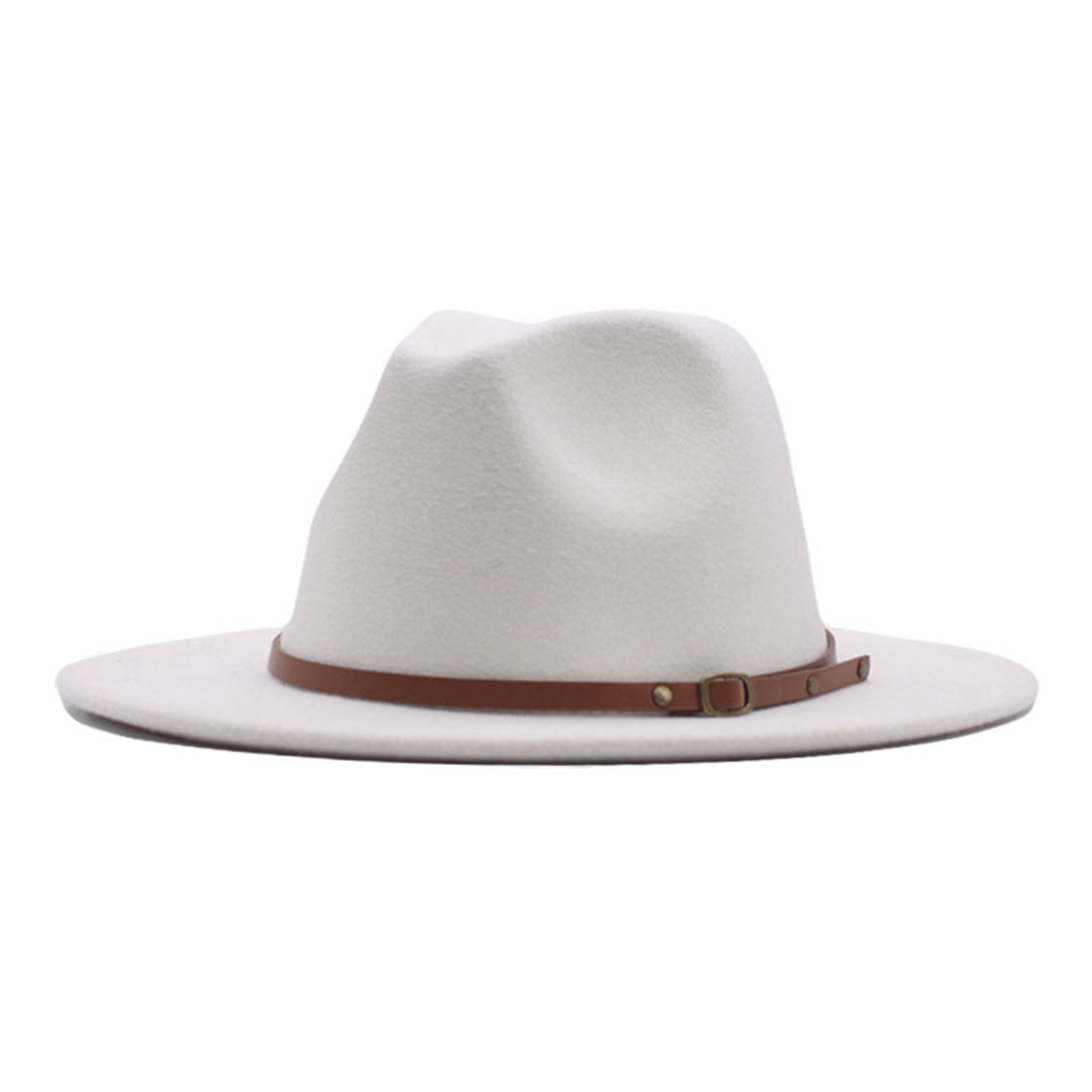 CILENON Clearance Big Wide Brim Fedora Hat for Women Fedora Wool Belt ...