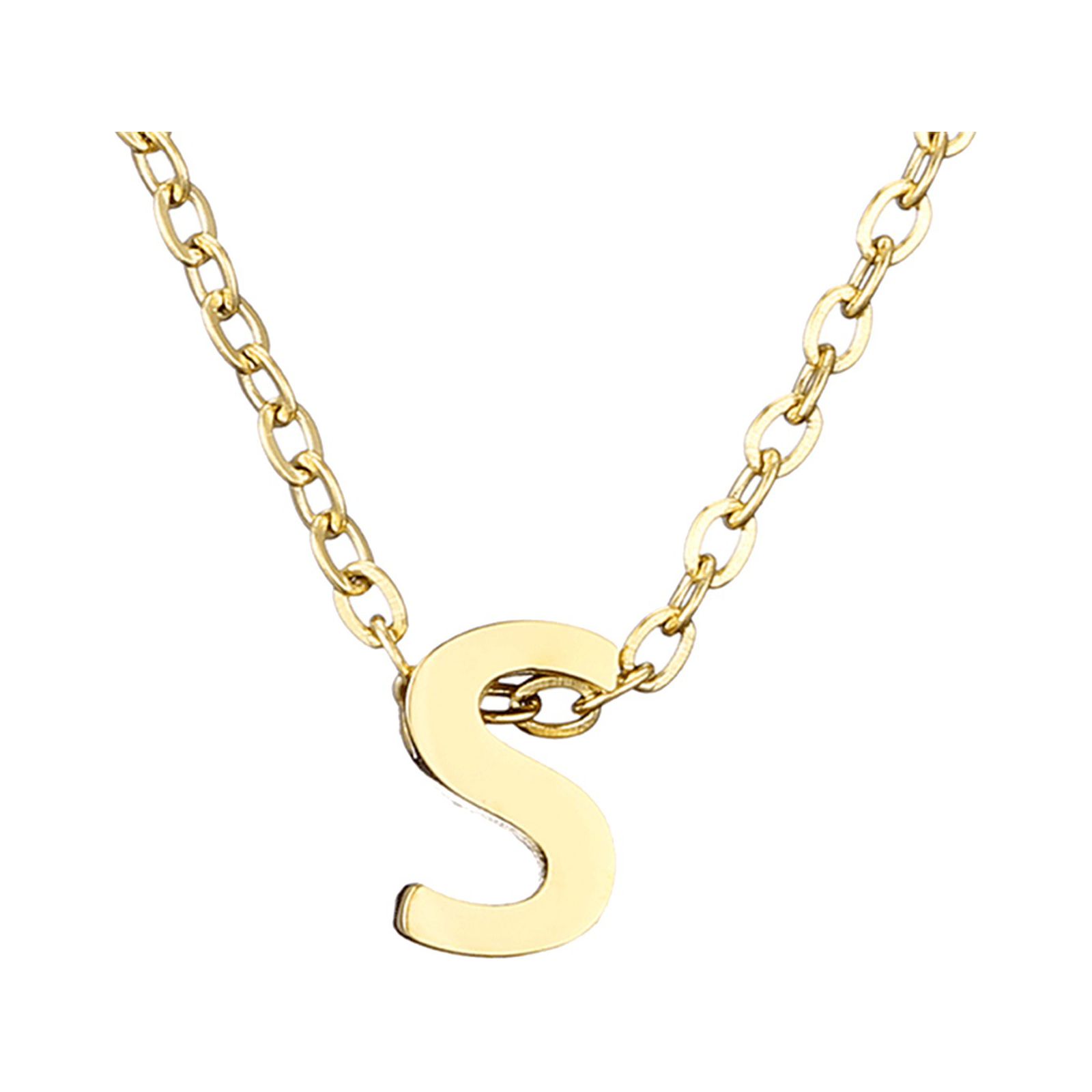 CILENON Delicate Gold Monogram Necklace For Women Cute Letter Name Choker Necklaces For Girls Simple Jewelry One Size
