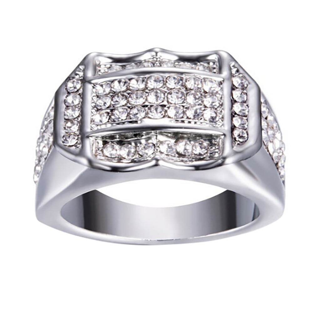 CILENON Diamond Insert Male Men Ring Business Ring A Birthday Present ...
