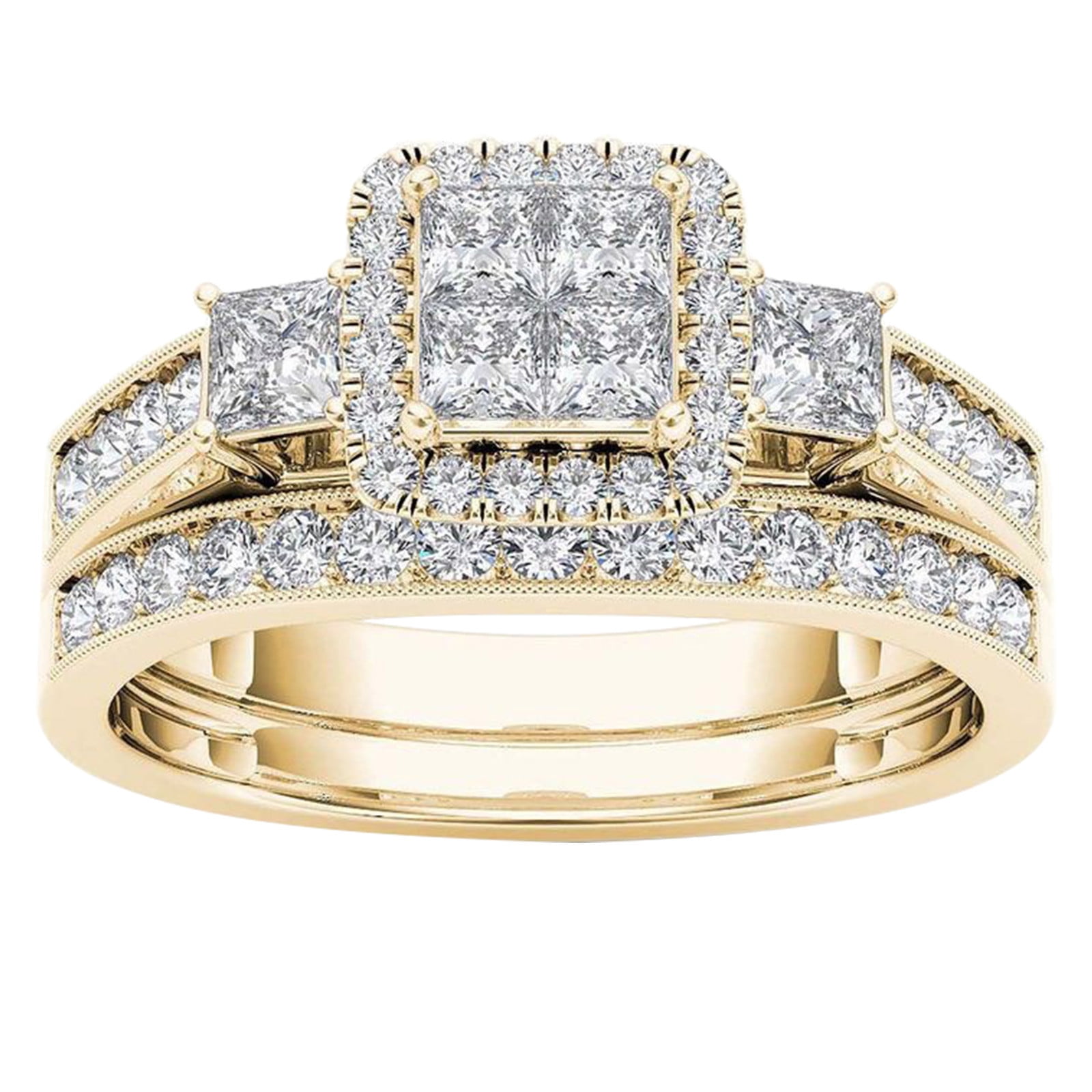 CILENON Gold Filled Ring Fashion Couple Rings Classic Gold Plated Ring ...