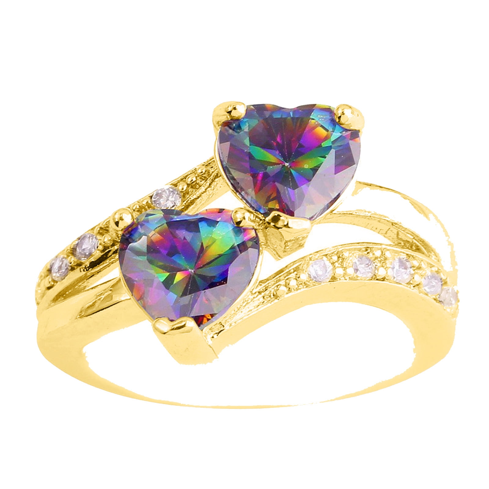 CILENON Gold Jewelry for Women Women's Unique Double Heart Rainbow ...