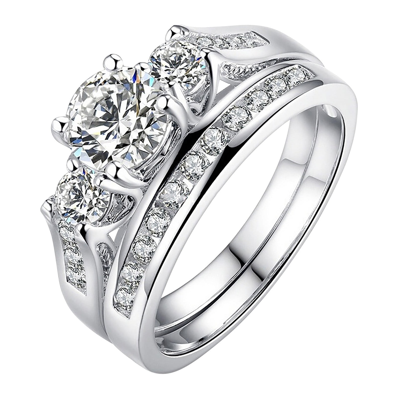 CILENON Gold Plated Rings for Women Ladies Diamond Set Ring Popular ...