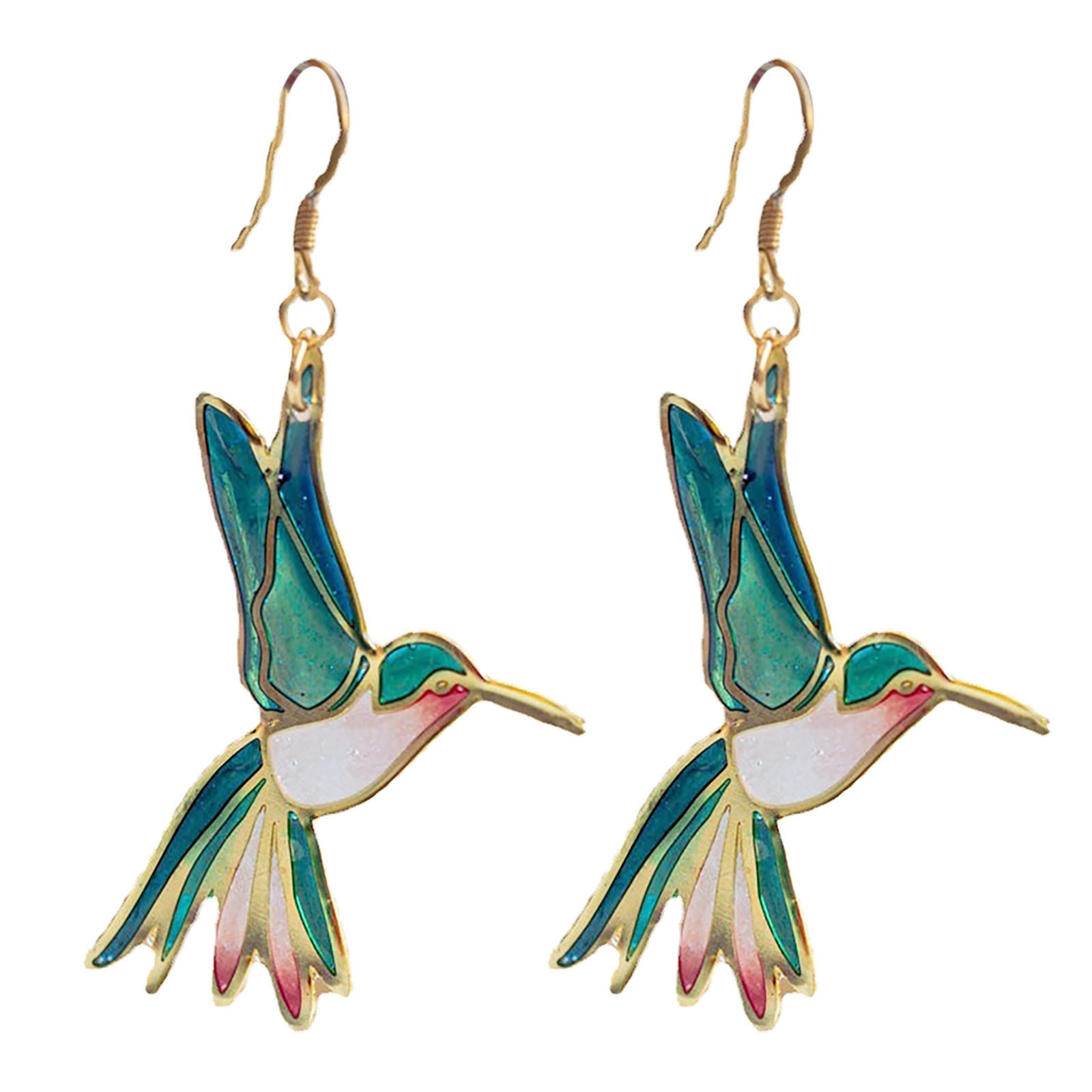CILENON Hoops Hummingbird Earrings Oil Drop Enamel Multicolor ...