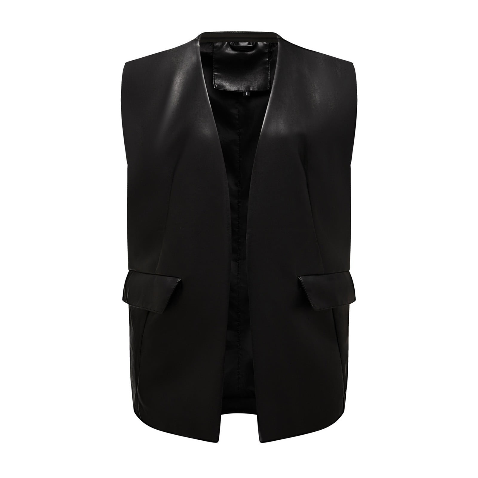 CILENON Light Jackets for Women Casual Faux Leather Vest for Women Long ...