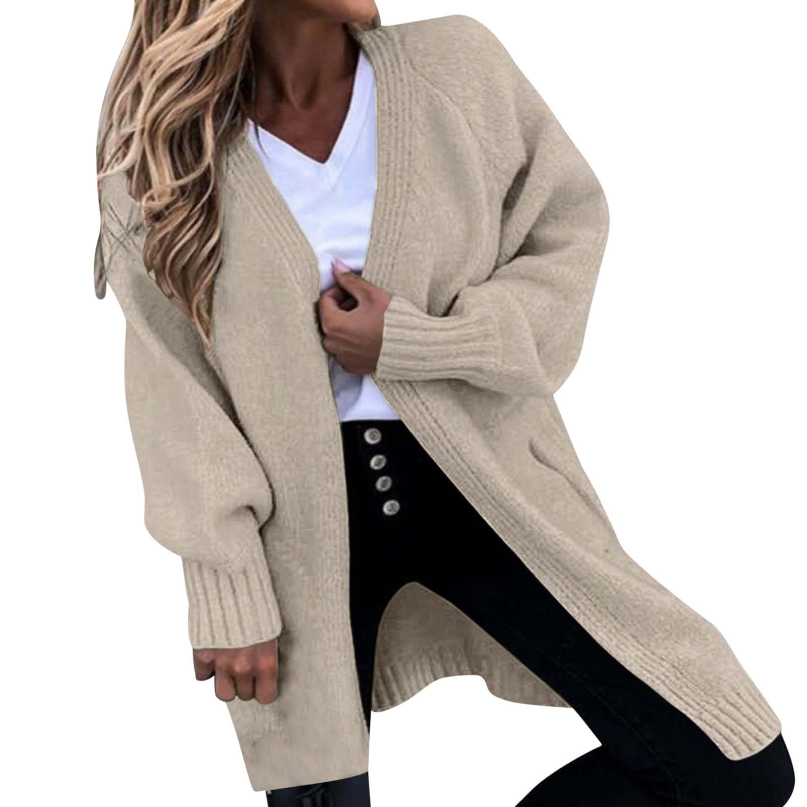 CILENON Plus Size Cardigan Custom Vintage Loose Fall Long Plain Knit ...