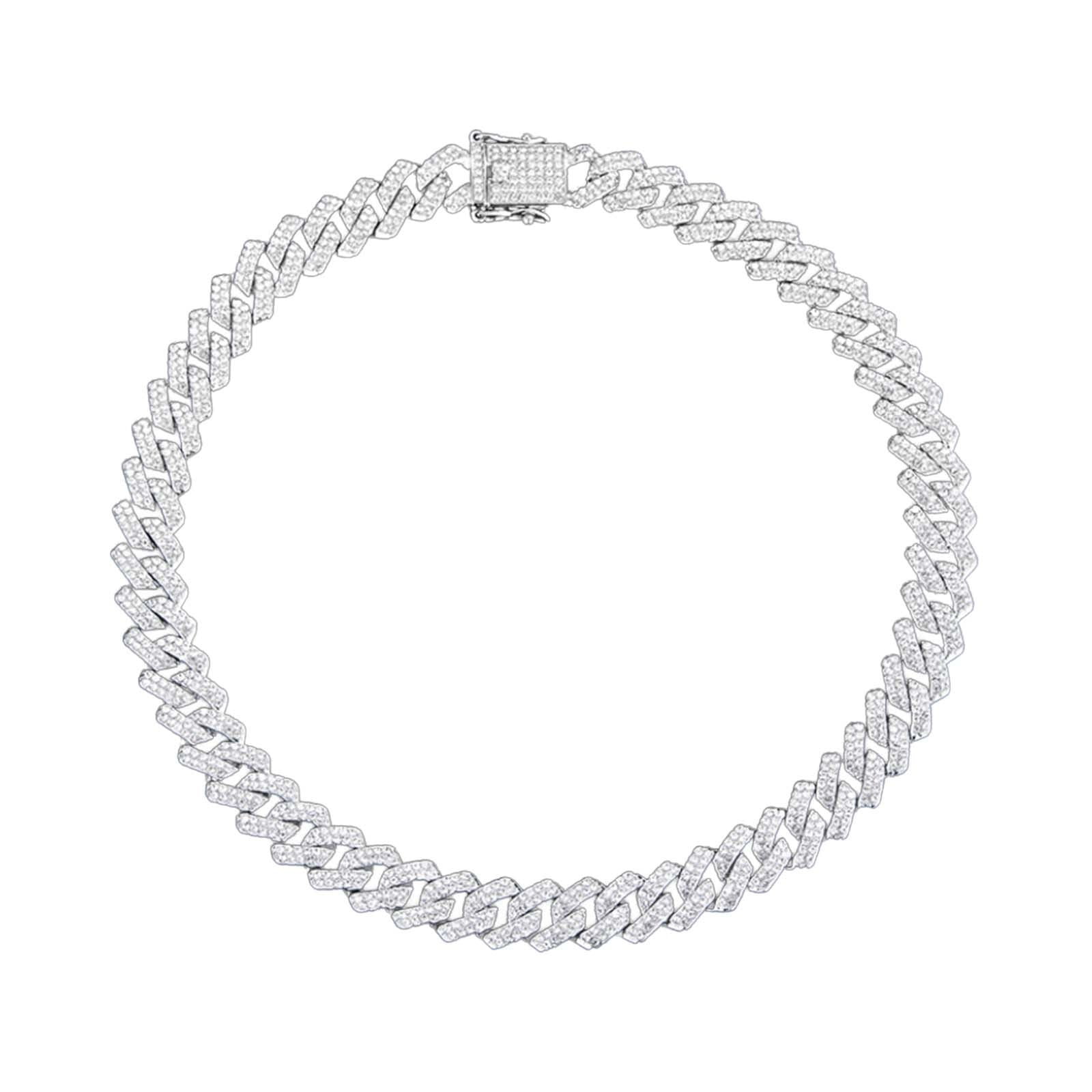 CILENON Mens Cuban Link Chain Necklace Silver 12Mm Diamond Prong Cuban ...