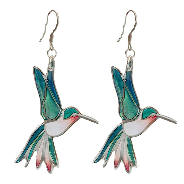 CILENON Pearl Hummingbird Earrings Oil Drop Enamel Multicolor ...