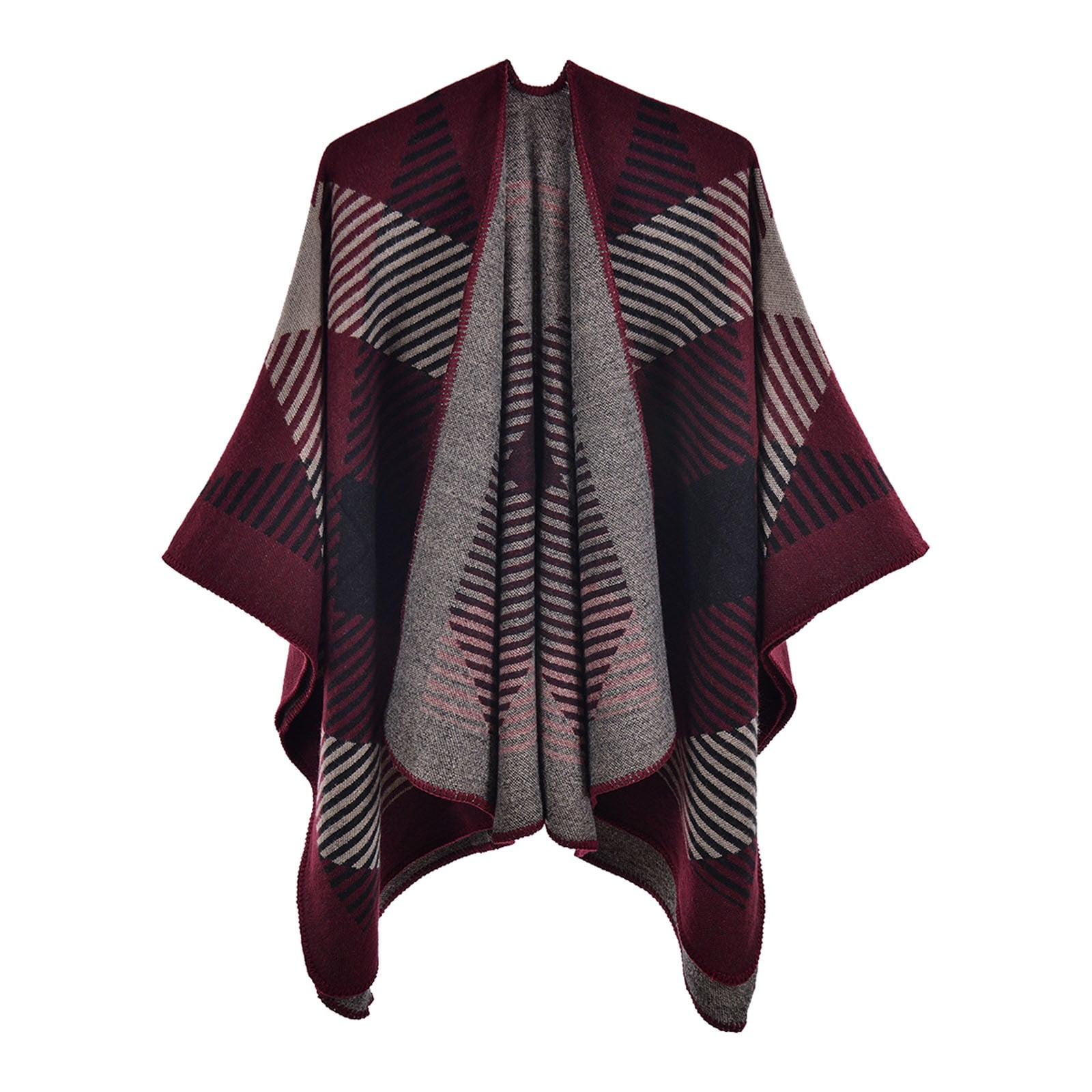 CILENON Plus Size Lightweight Jacket Women's Travel Plaid Shawl Wraps Open Front Poncho Cape ...