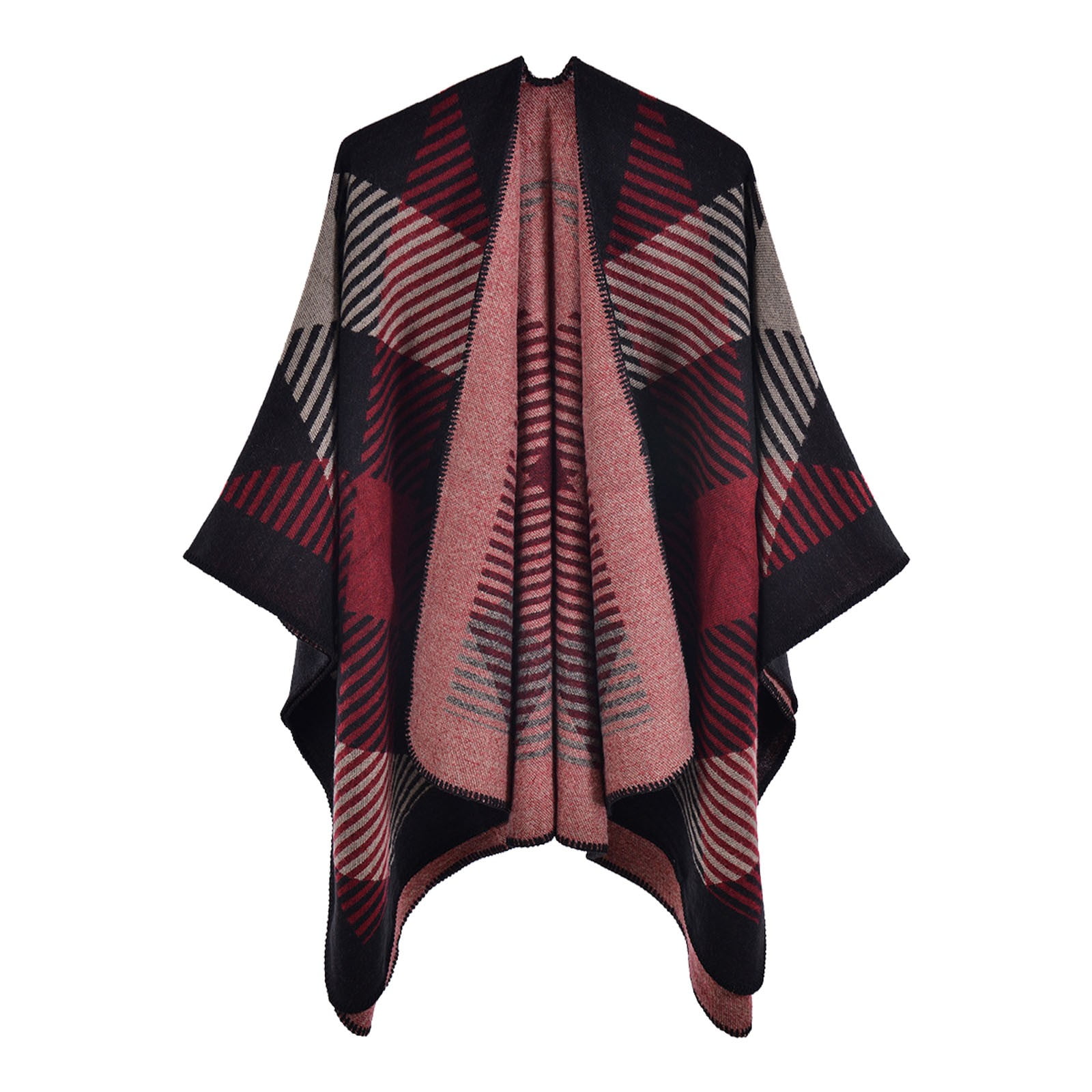 CILENON Plus Size Lightweight Jacket Women's Travel Plaid Shawl Wraps Open Front Poncho Cape ...