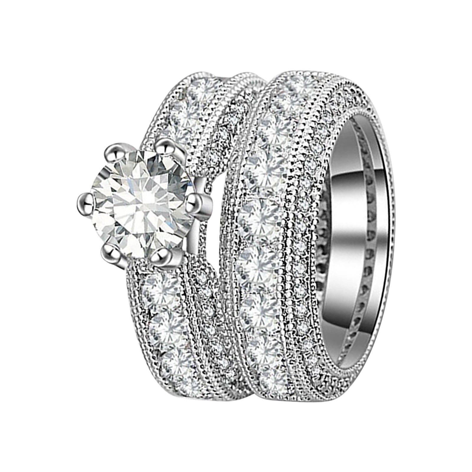 CILENON Rings for Women Non Tarnish N-Ew Style Sets Diamond To Set Ring ...